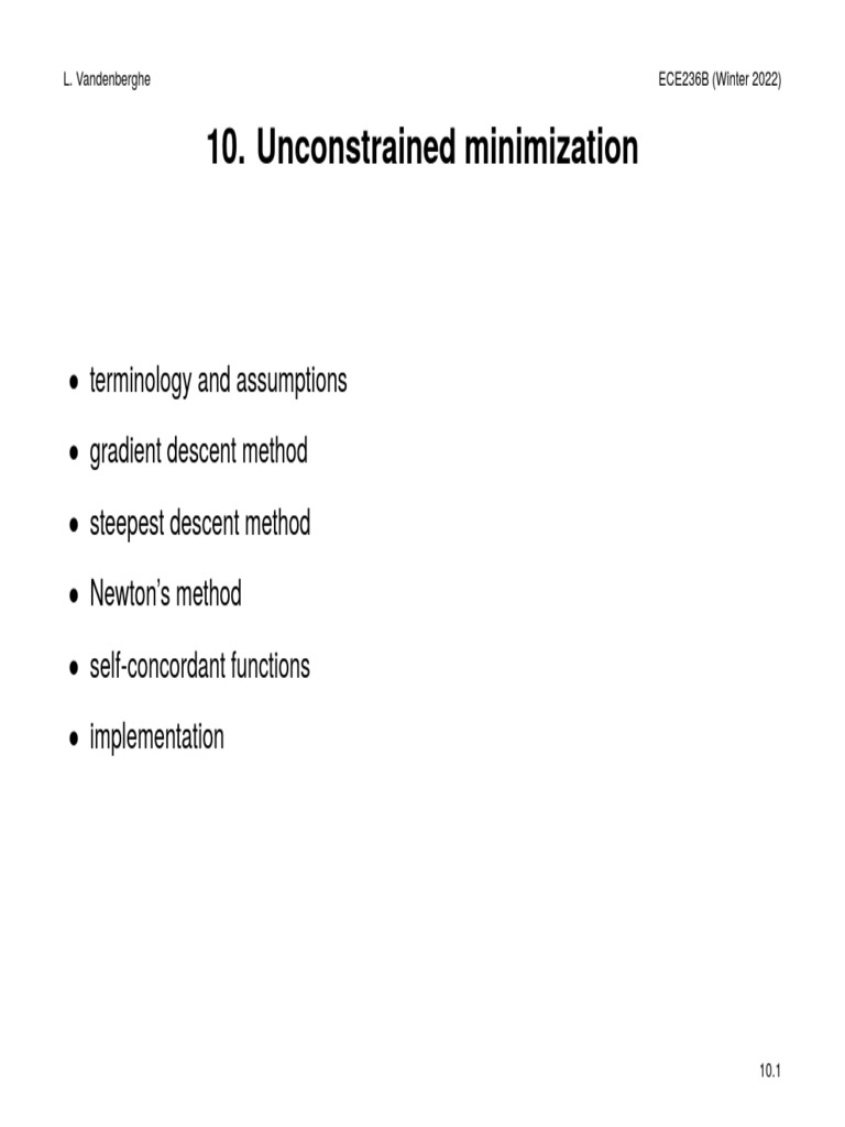 Unconstrained Minimization Techniques | PDF | Mathematical Optimization | Logarithm