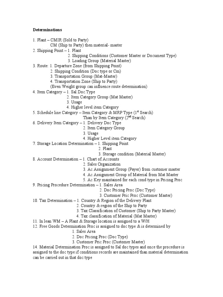 Determinations (1) SD Module | PDF | Business | Supply Chain Management