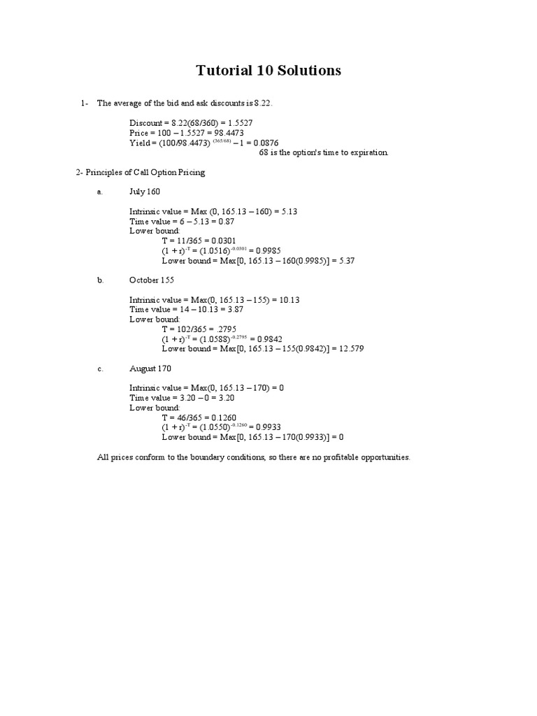 Tutorial 9 & 10 Solutions | PDF