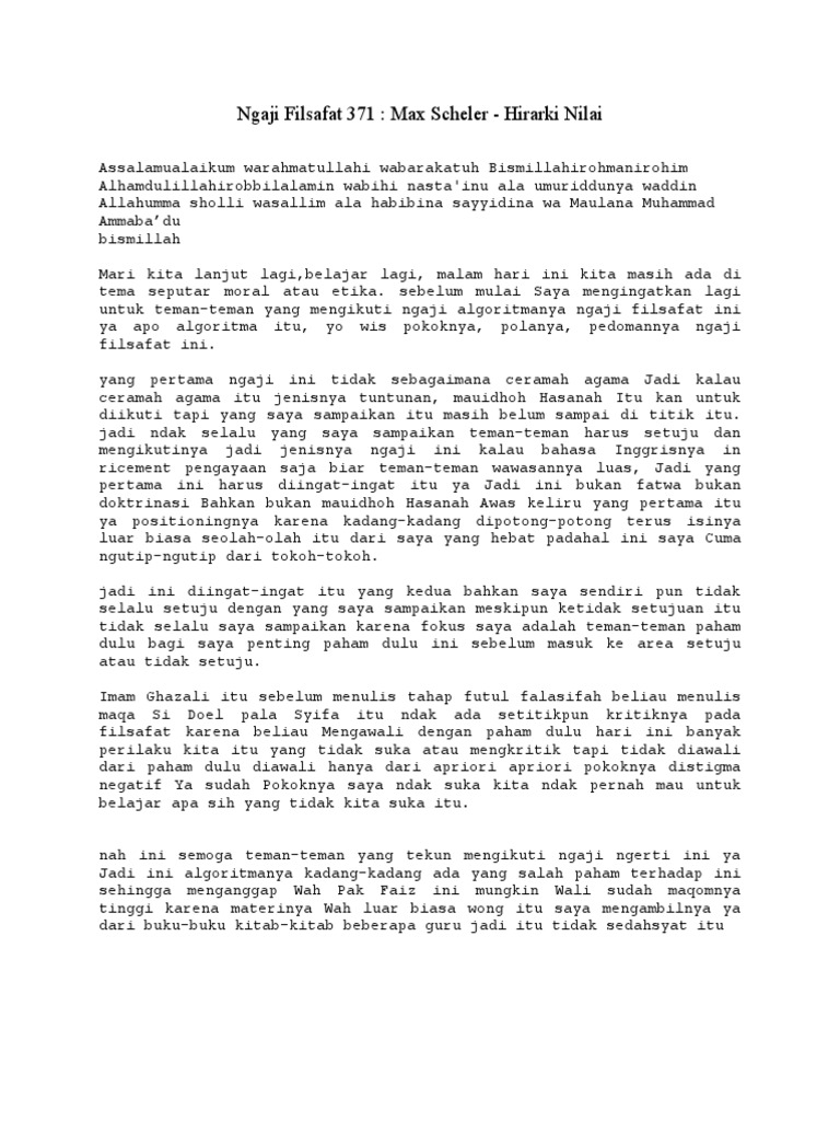 Hirarki Nilai Menurut Max Scheler | PDF | Pengembangan Diri