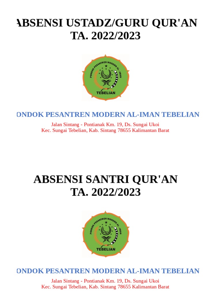 Absensi Guru Qur'an | PDF