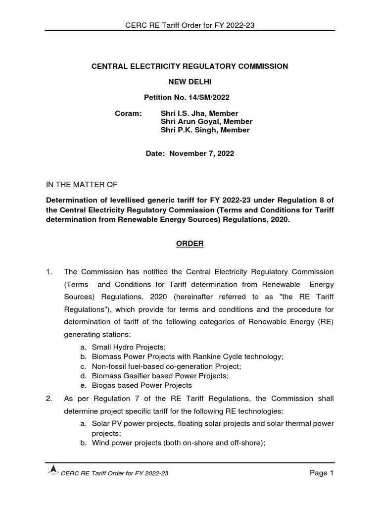 CERC Regulations FY 22-23 | PDF