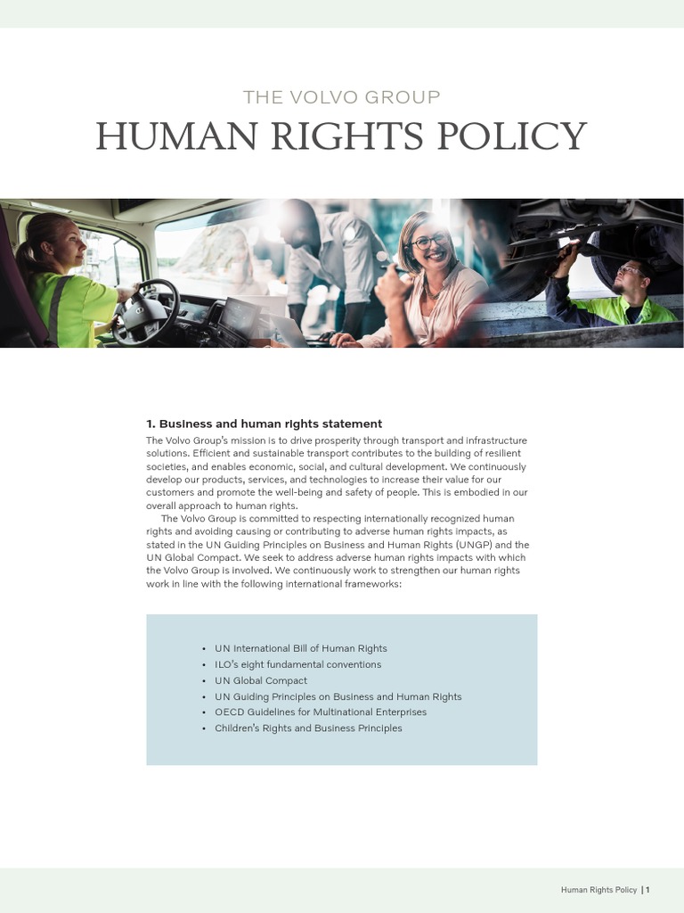Volvo Group Human Rights Policy Overview | PDF | Due Diligence | Supply ...