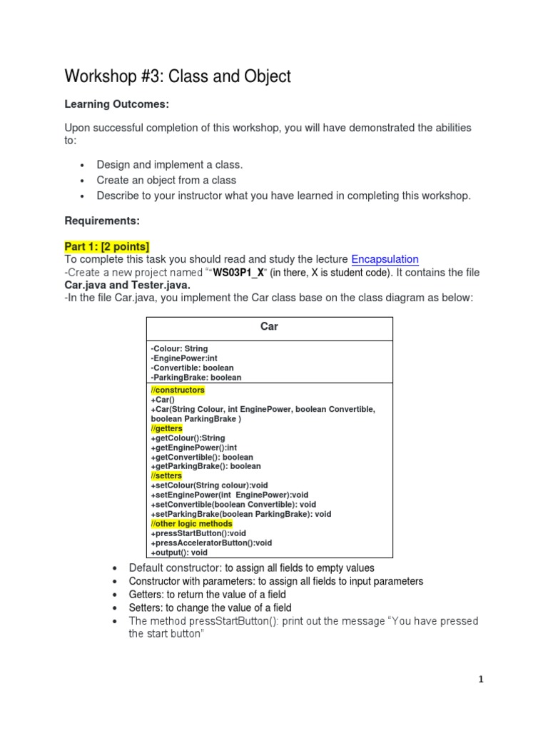 Workshop 3 | Download Free PDF | Programming | Constructor (Object Oriented Programming)