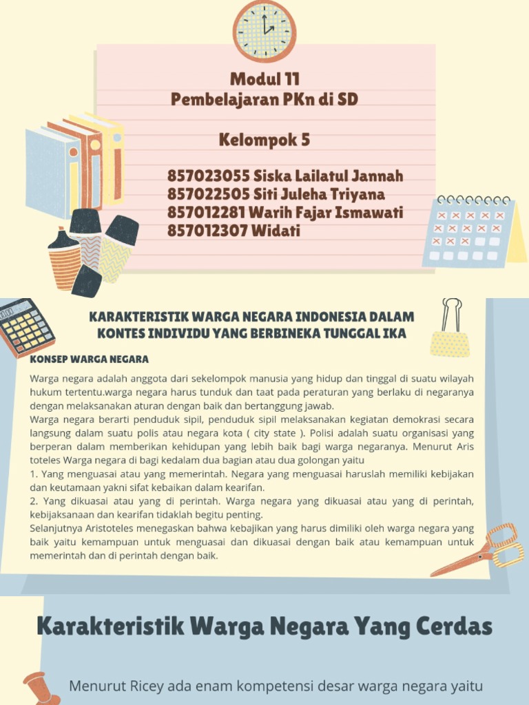 Modul 11 Pembelajaran PKN Di SD | PDF
