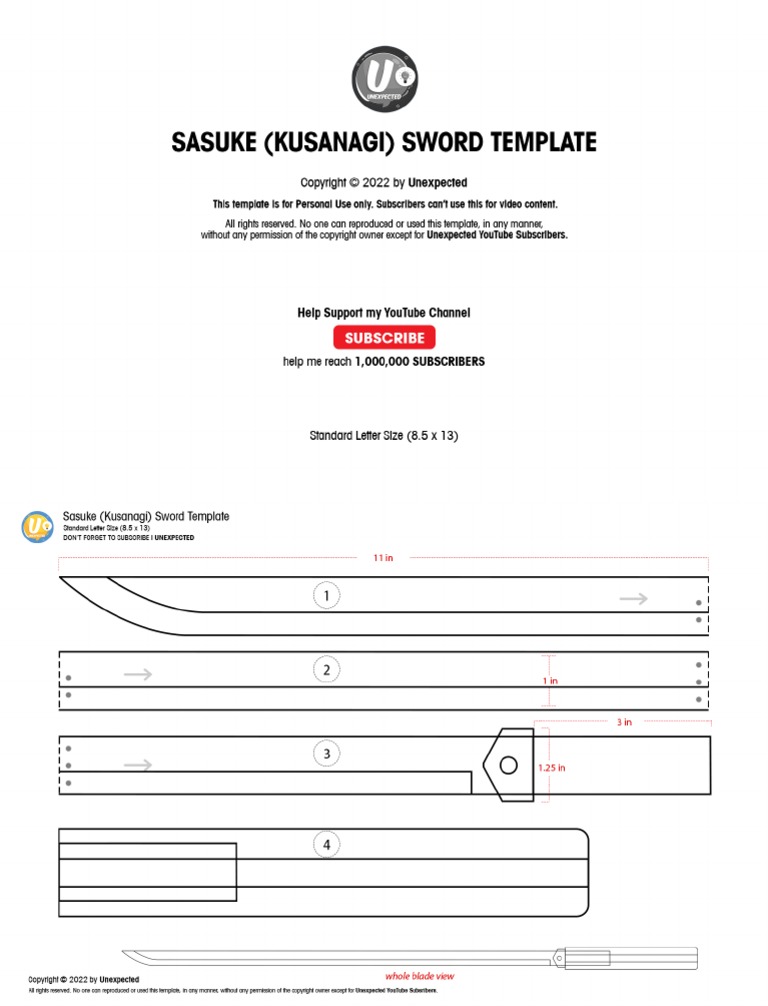 Sasuke Kusanagi Sword Template | PDF