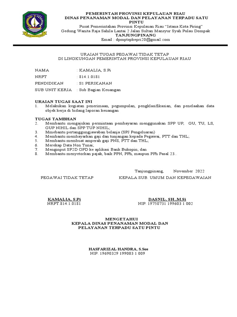 Surat Uraian Tugas | PDF Surat Uraian Tugas | PDF