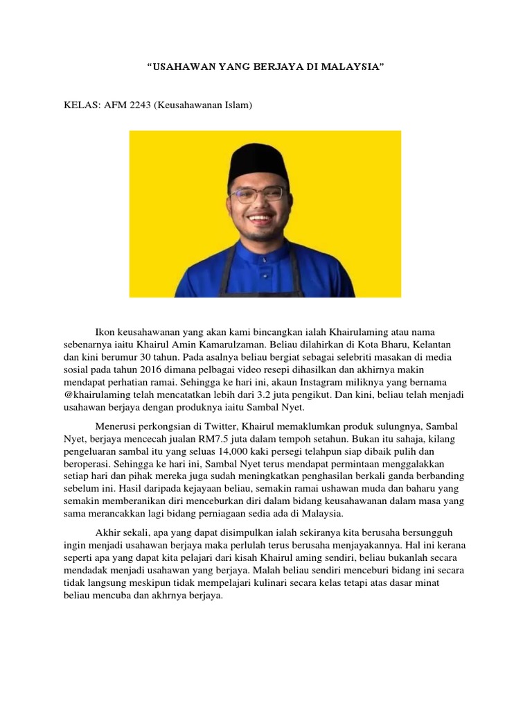 Usahawan Yang Berjaya Di Malaysia | PDF