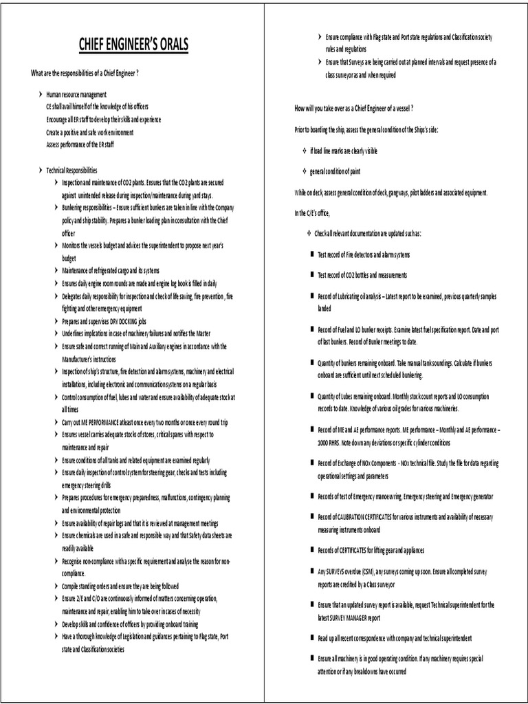 Chief Engineer Orals | PDF | Boiler