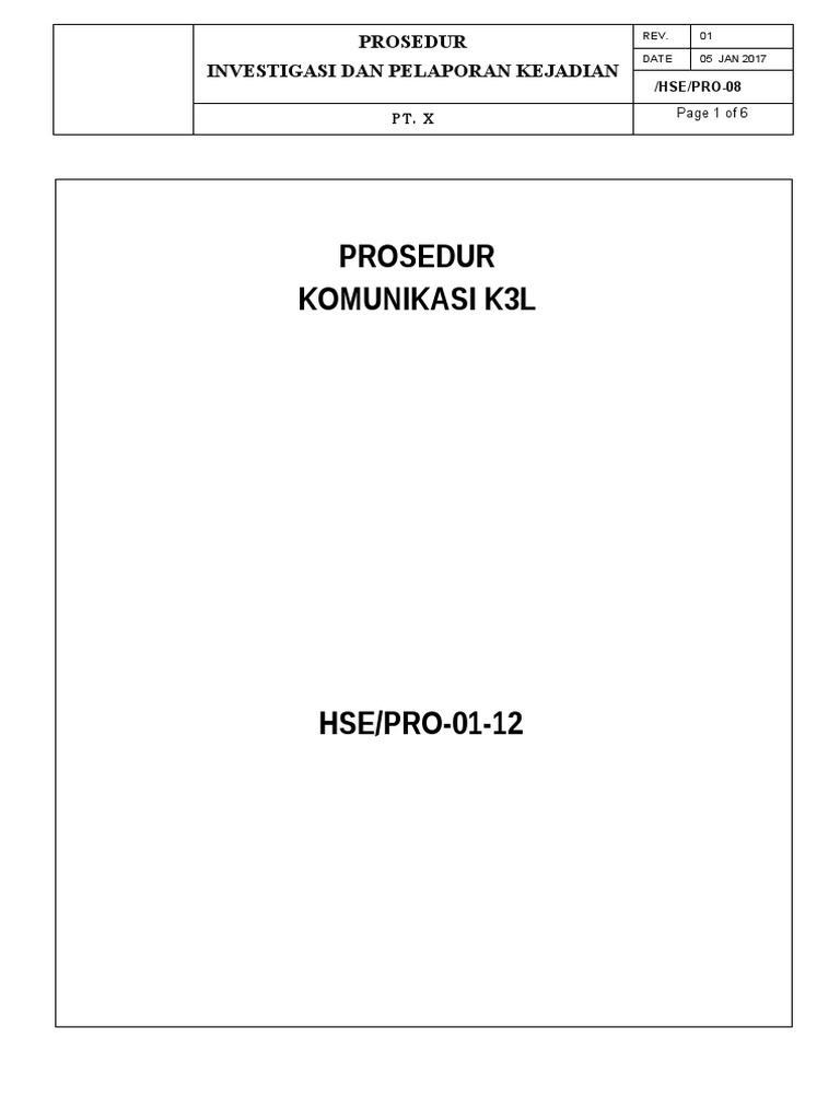 HSE-PRO-08 Prosedur Komunikasi K3L | PDF | Bisnis | Pengelolaan Keuangan & Uang