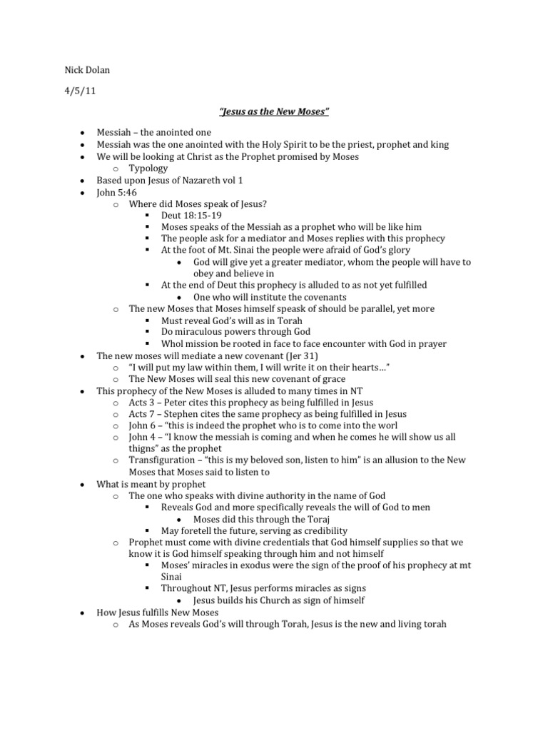 Jesus as the New Moses: A Comparison of Christ's Prophetic Role and ...