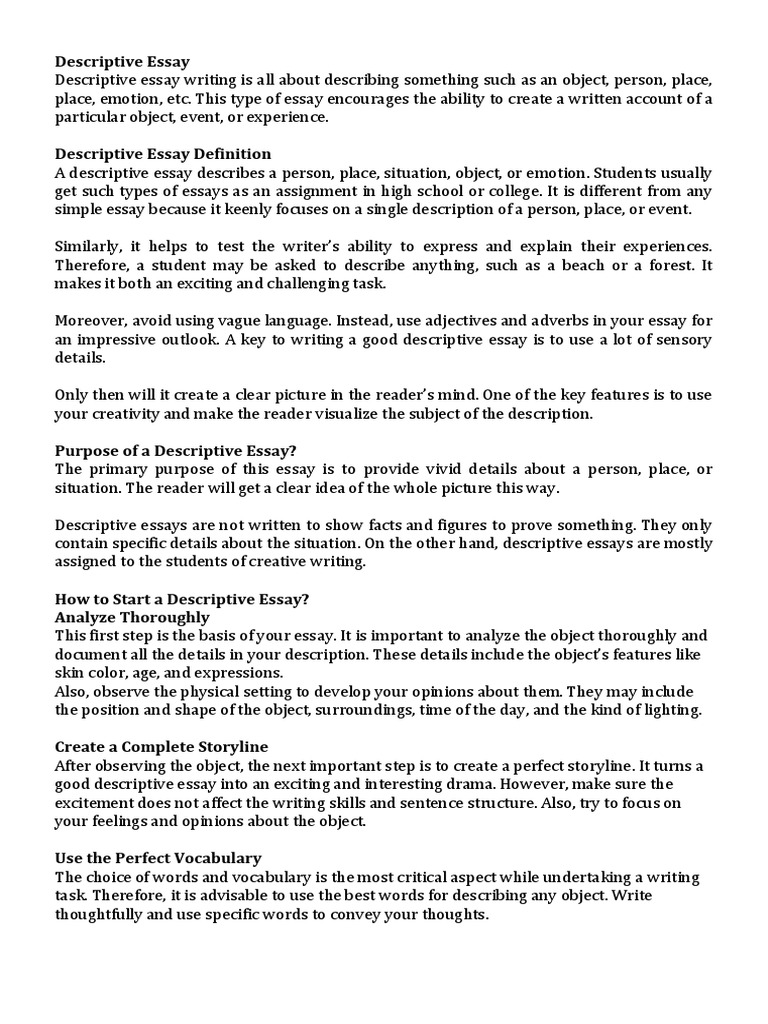 Descriptive Essay | PDF