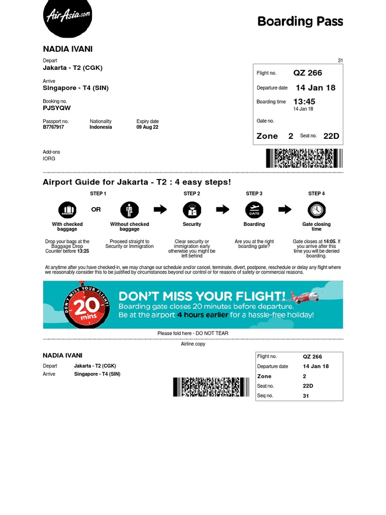 Boarding Pass Jakarta-Singapore | PDF | Baggage | Aviation