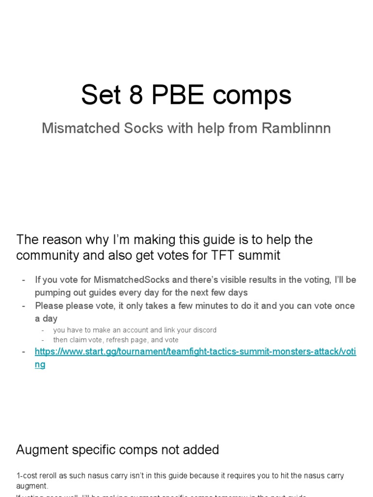 Set 8 Standard Comps | PDF