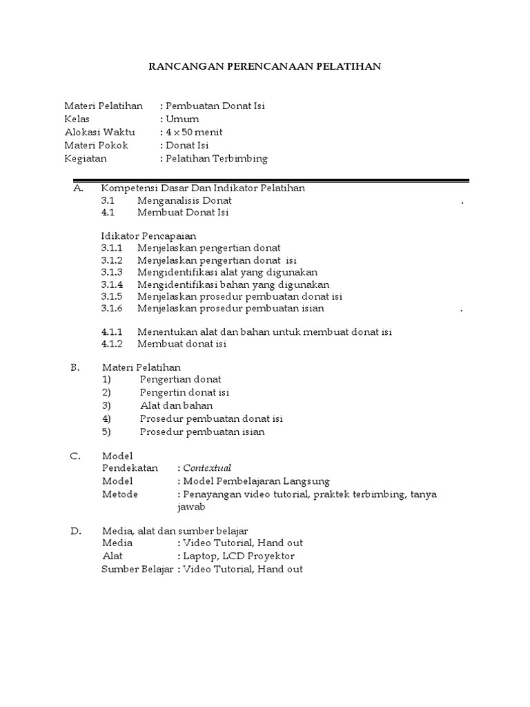 Rancangan Perencanaan Pelatihan | PDF