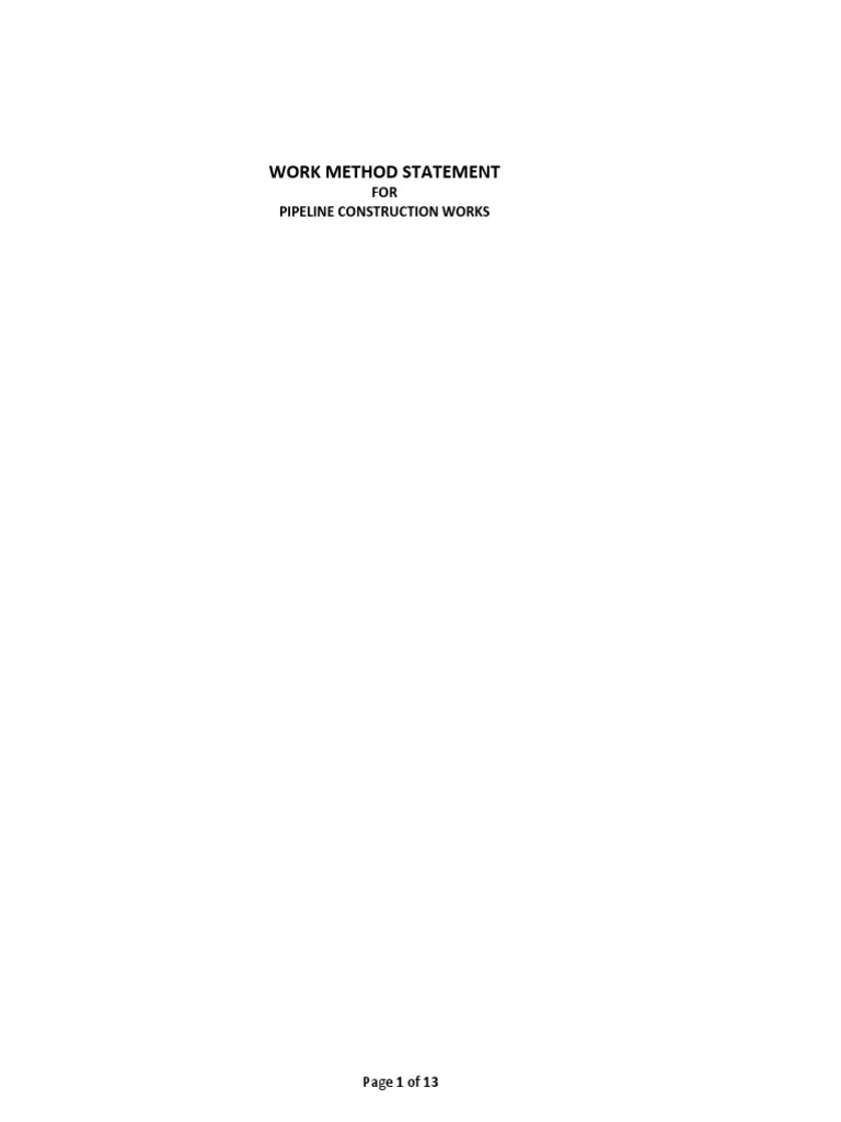Pipeline Method Statement | PDF | Pipe (Fluid Conveyance) | Pipeline ... Pipeline Method Statement | PDF | Pipe (Fluid Conveyance) | Pipeline ...