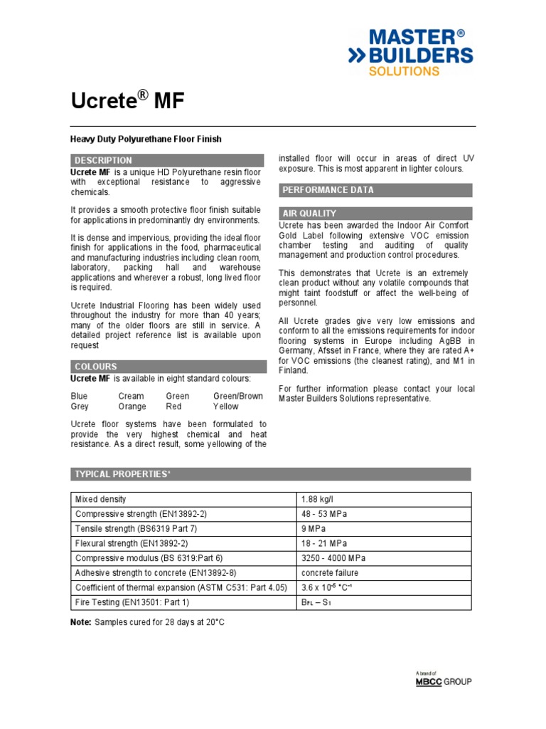 Ucrete MF Tds | PDF | Volatile Organic Compound | Concrete