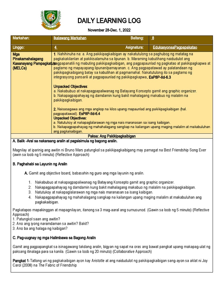 Daily Learning Log | PDF