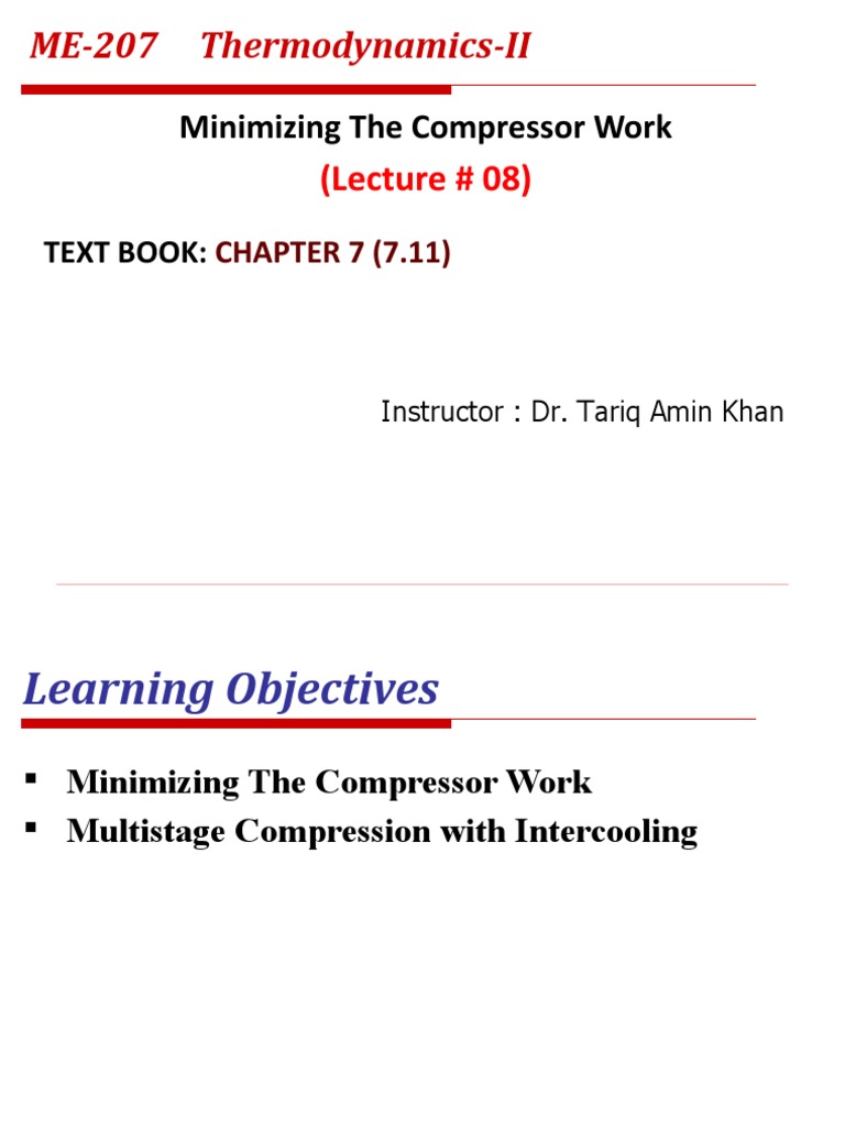 Lec 08 Minimizing Compressor Work | PDF | Gases | Classical Mechanics