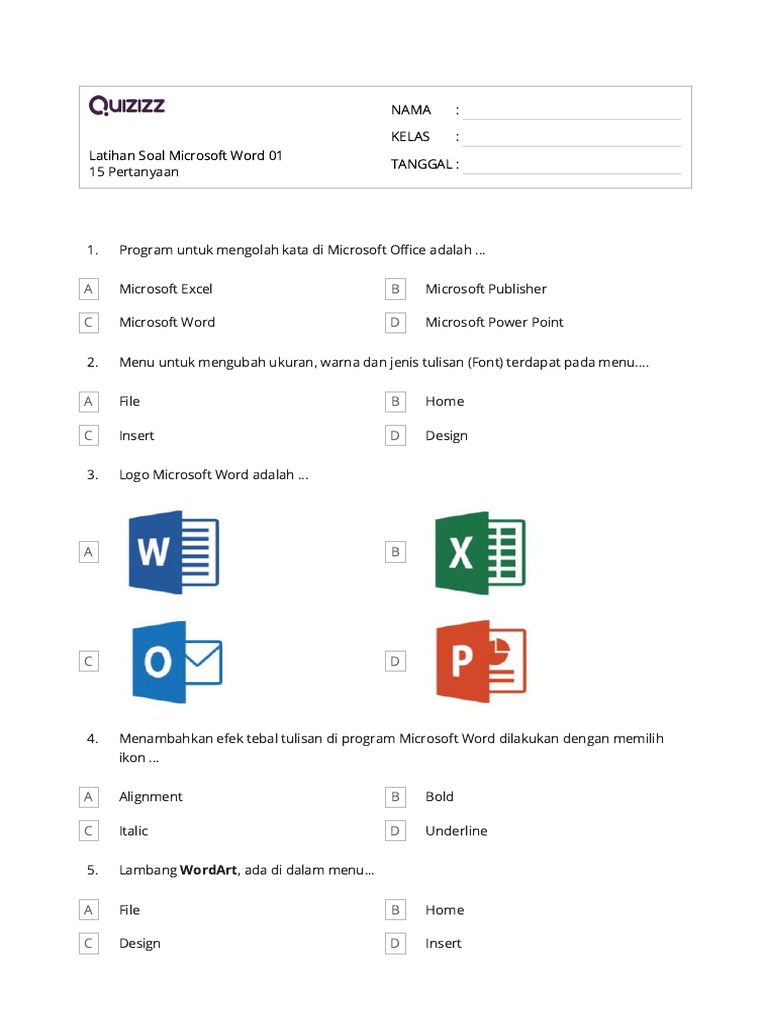 Latihan Soal Microsoft Word 01 | PDF