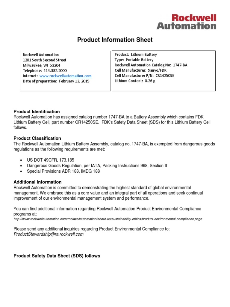 Product Information Sheet Pdf