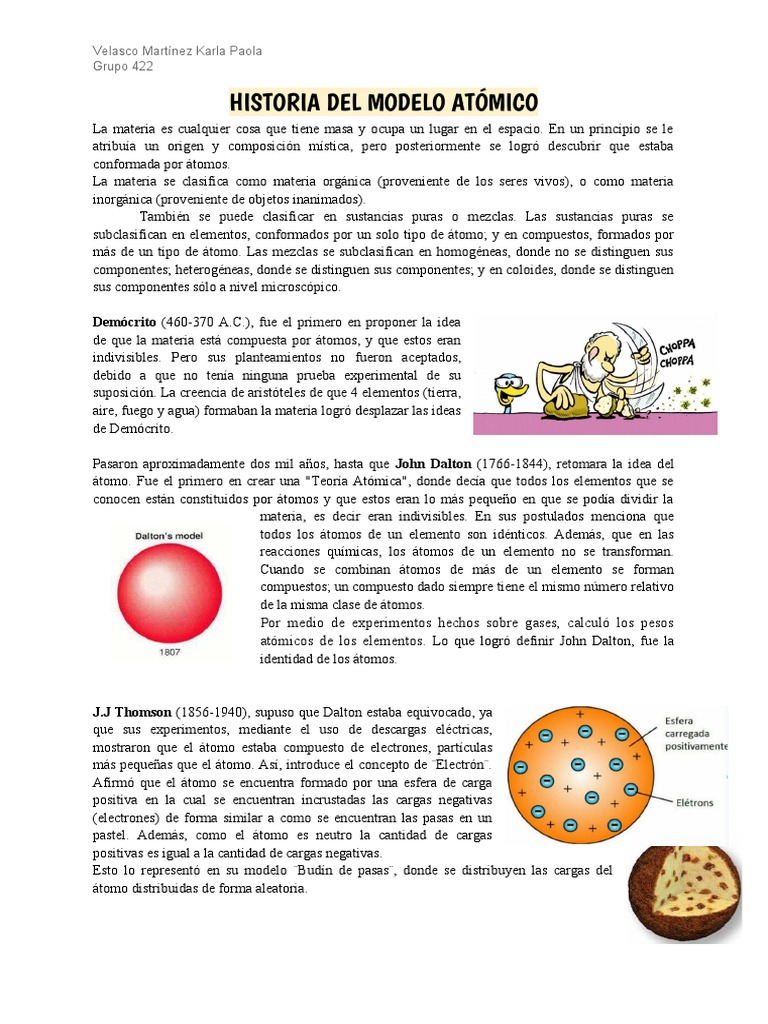 Evolución del Modelo Atómico | PDF | Núcleo atómico | Electrón