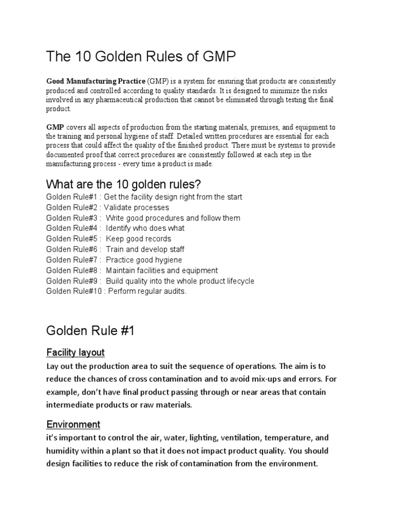 The 10 Golden Rules Of Gmp Pdf Audit Business