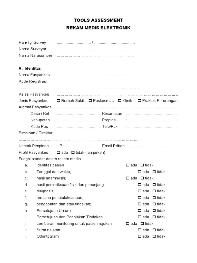 Tools Assessment RM | PDF | Kesehatan Holistik | Sains & Matematika