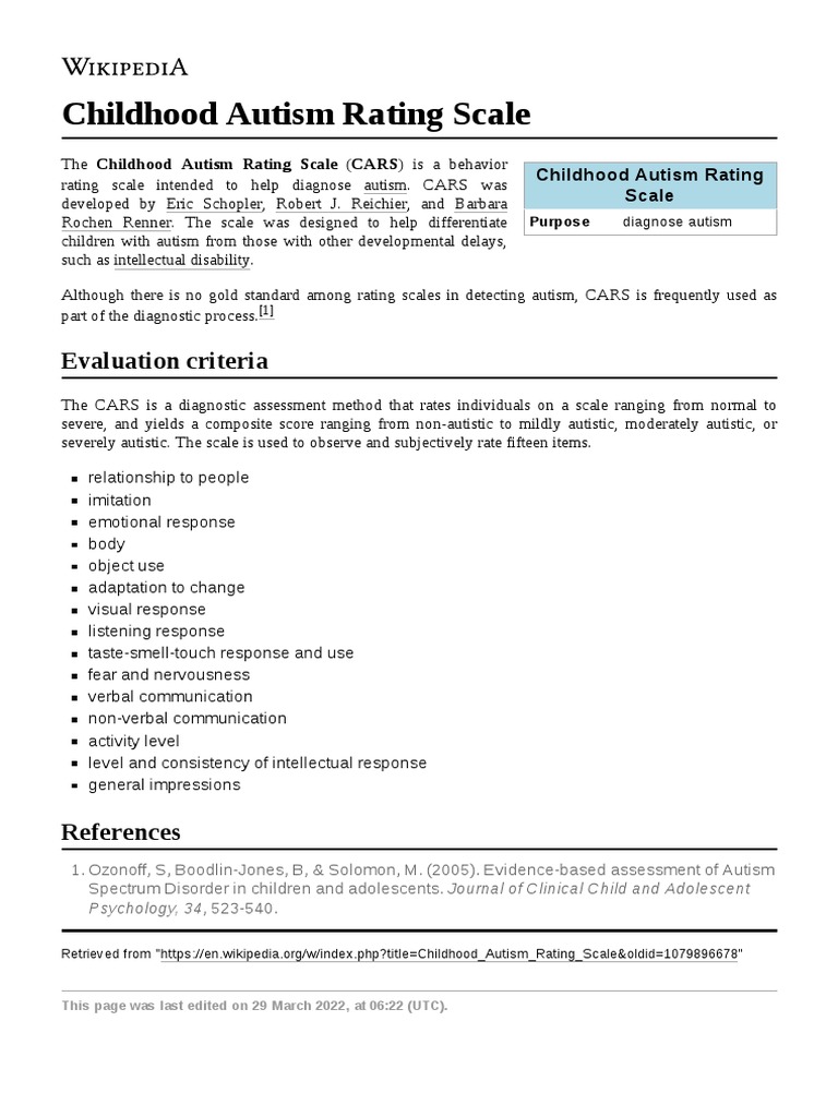 Childhood Autism Rating Scale | PDF