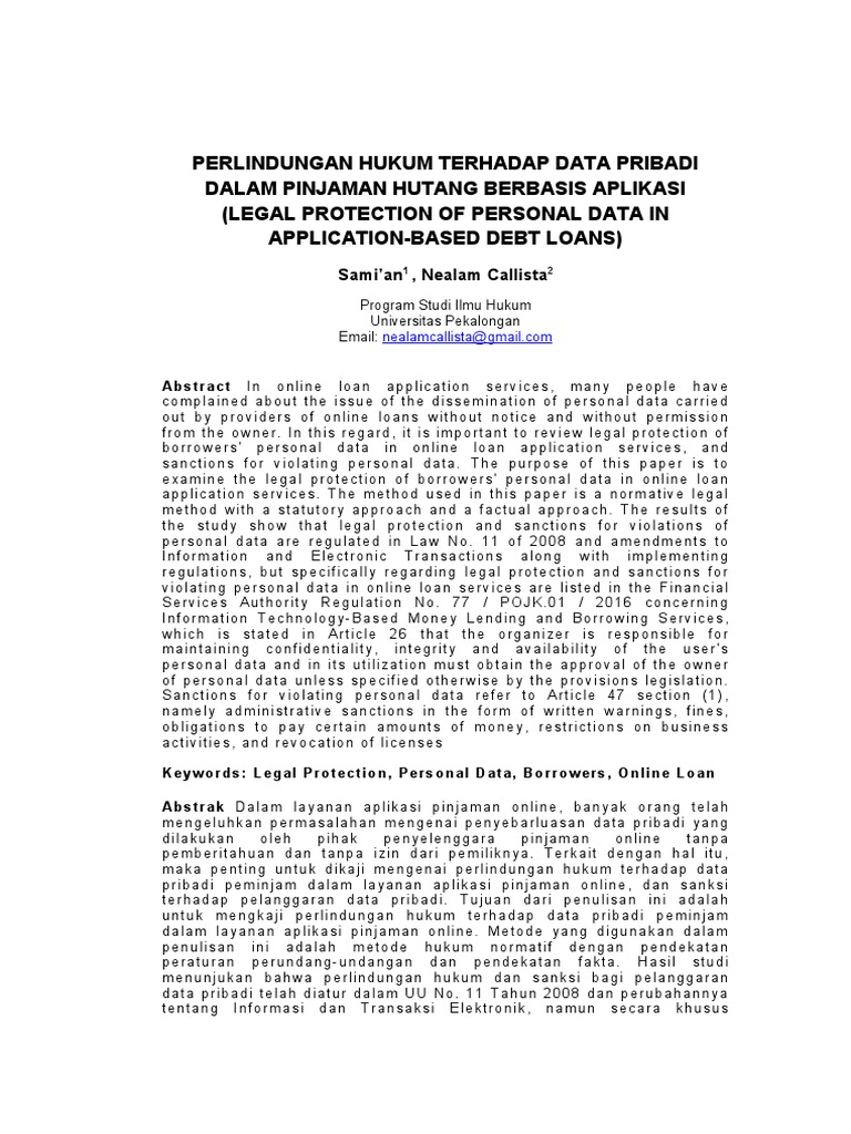 Nealam Callista - 0222058311 - Perlindungan Hukum Terhadap Data Pribadi Dalam Pinjaman Hutang ...