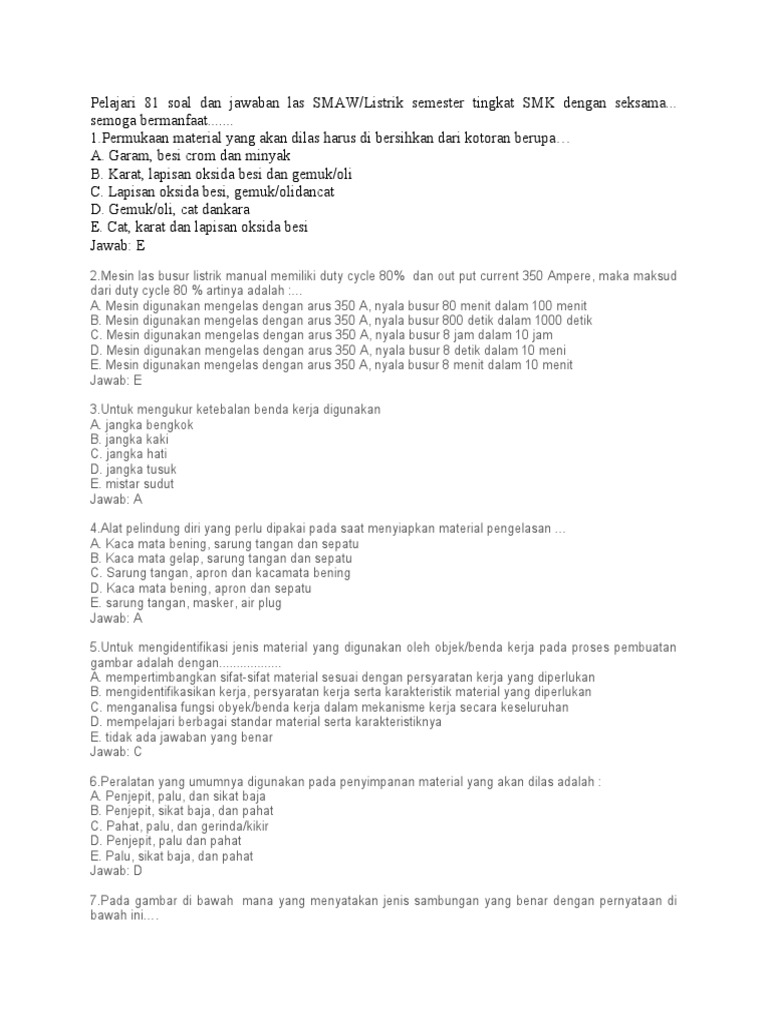 Soal Pengelasan 2022 Ok | PDF