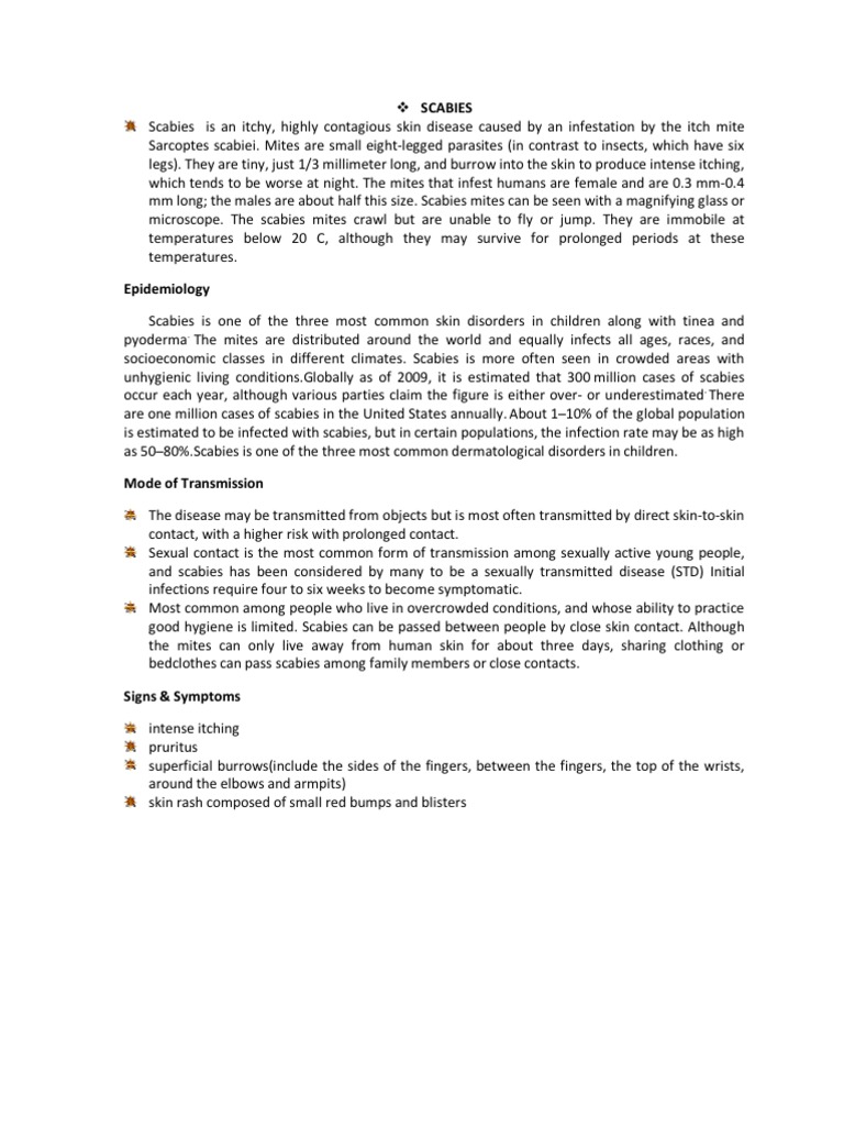 Scabies | PDF | Hiv/Aids | Pneumonia