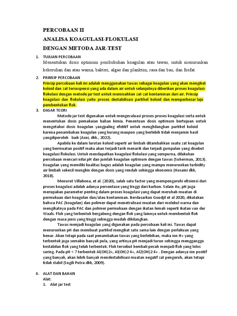 Analisis Koagulasi-Flokulasi | PDF | Memasak, Makanan, & Anggur ...