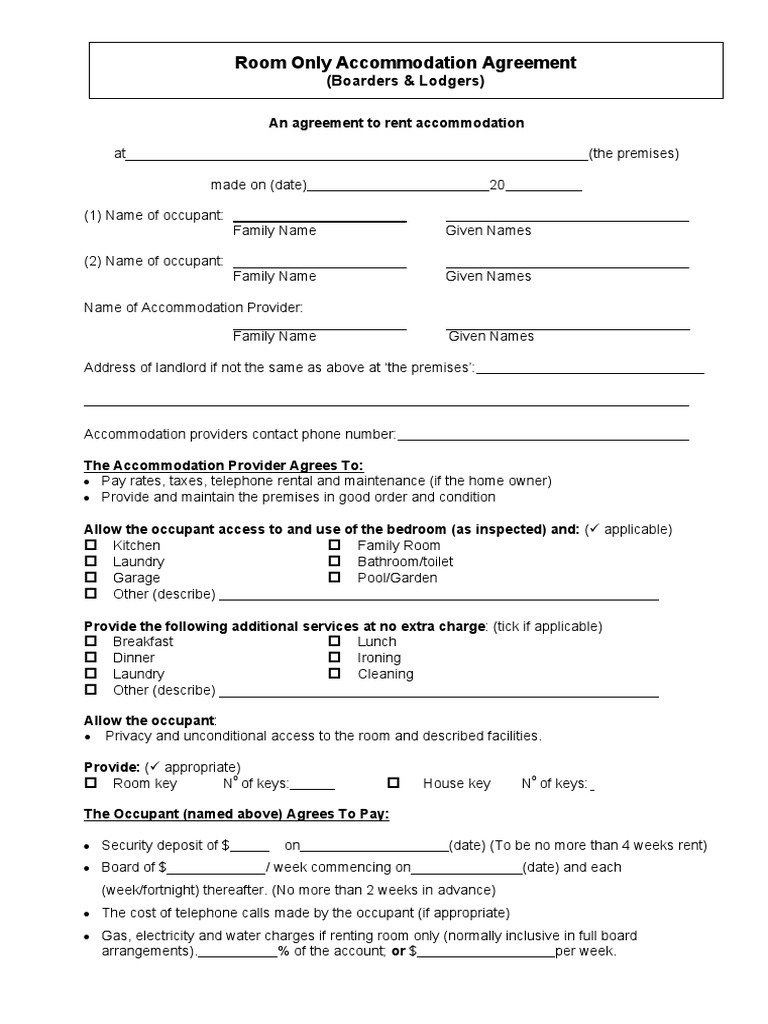 Room Rental Agreement | PDF