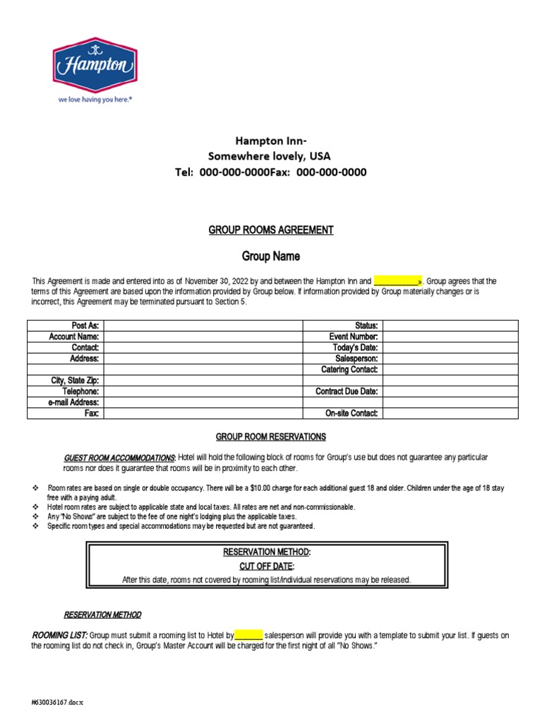 Group Rooms Agreement Template Example | PDF | Indemnity | Insurance