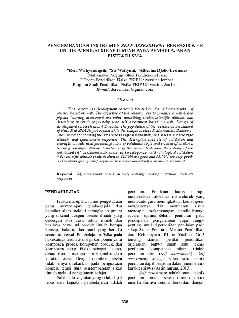 ID Pengembangan Instrumen Self Assessment B | PDF | Komputer