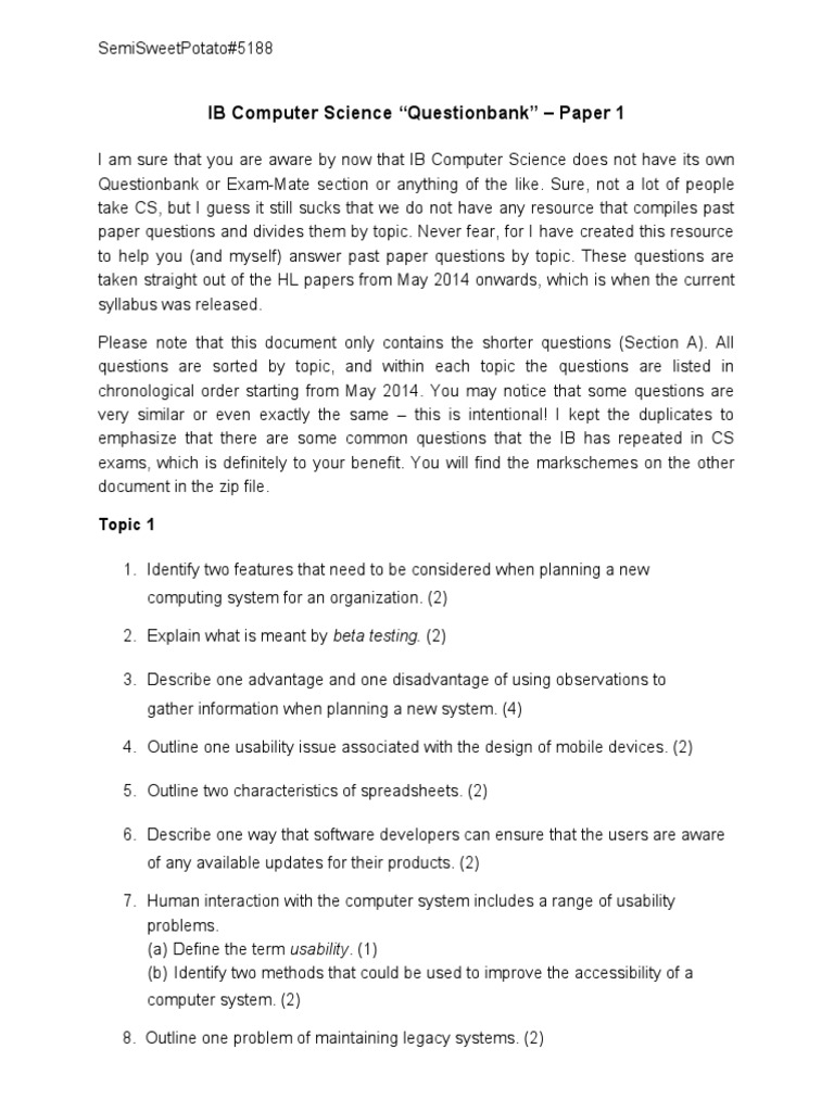 Unofficial CS Questionbank | PDF | Computer Network | Central Processing Unit