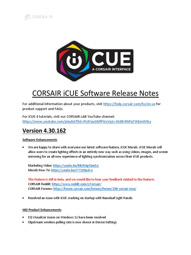 CORSAIR ICUE Software Release Notes | PDF | Computer Keyboard | Icon ...