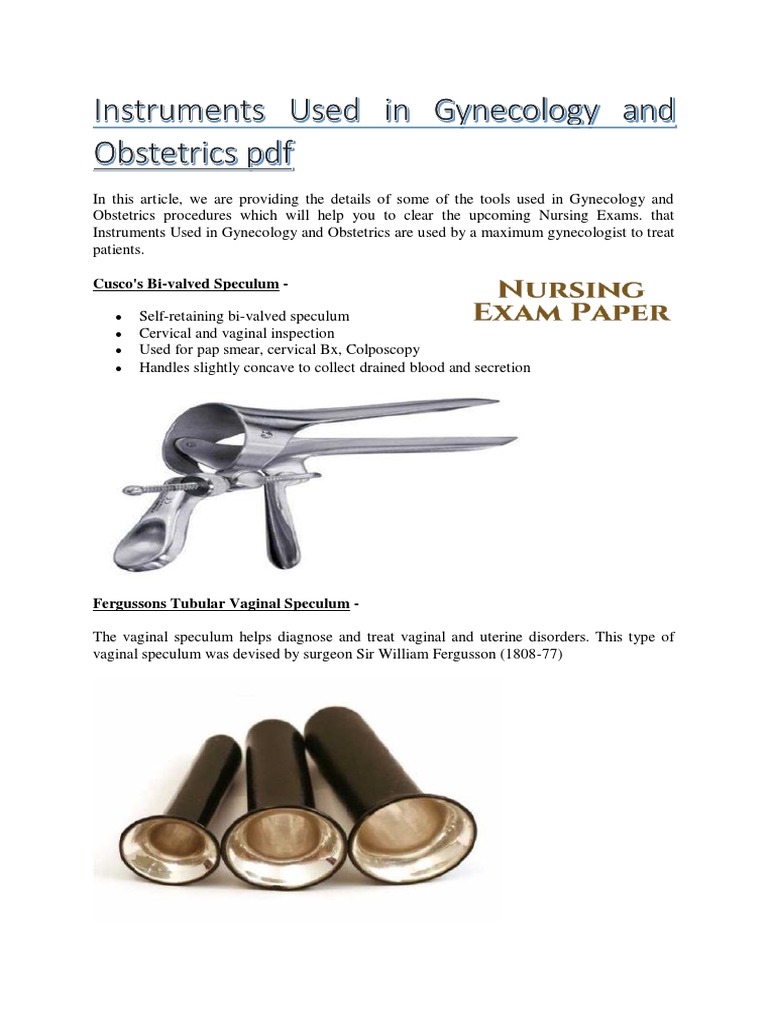 Gynecological and Obstetric Instruments Guide | PDF | Science & Mathematics