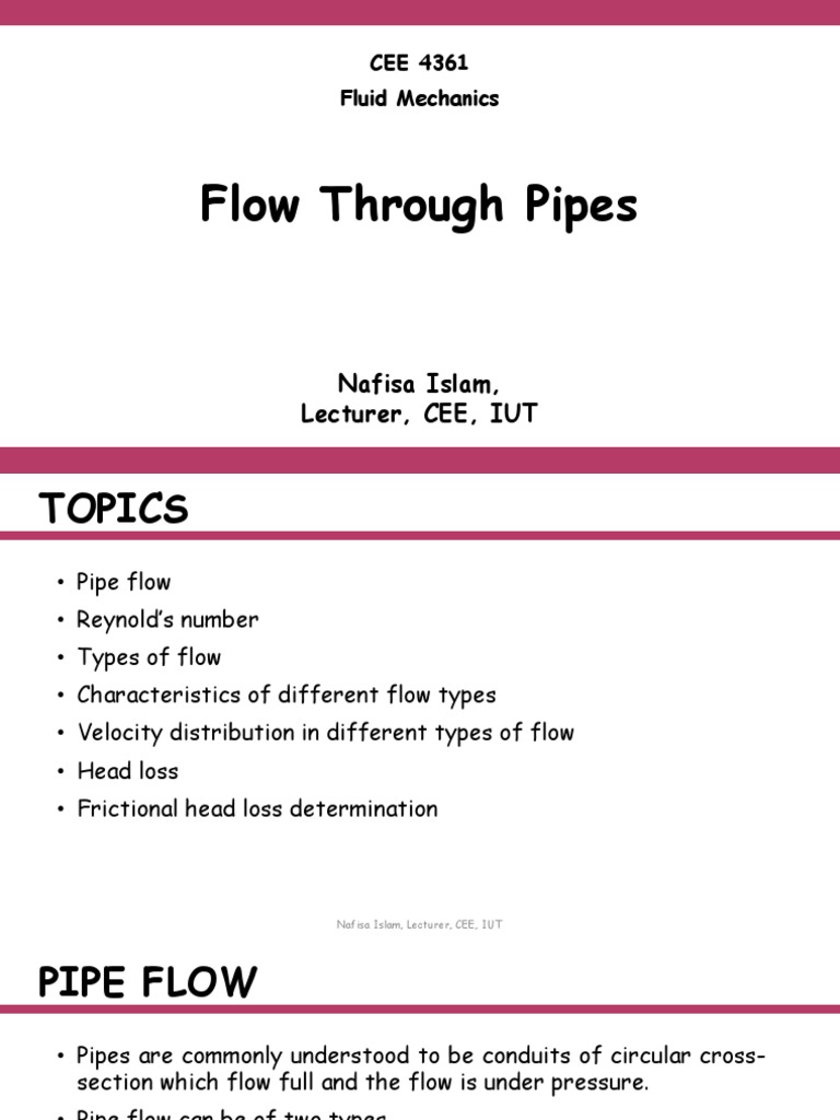 Flow Through Pipes | PDF | Reynolds Number | Boundary Layer
