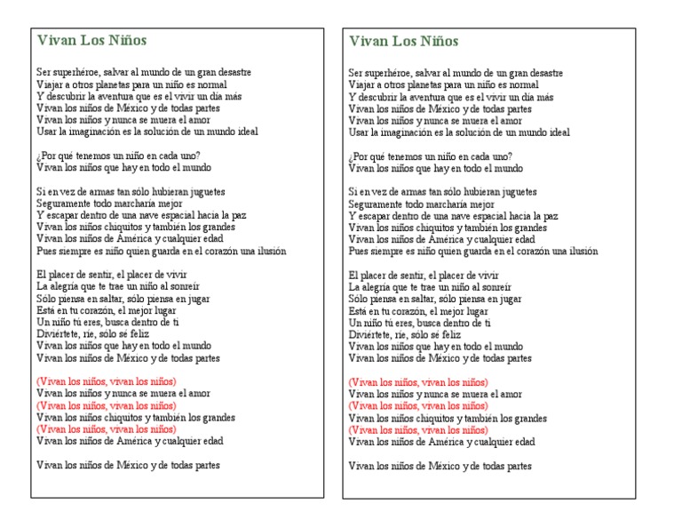 Vivan los Niños: Letra y Mensaje | PDF | Salud y bienestar