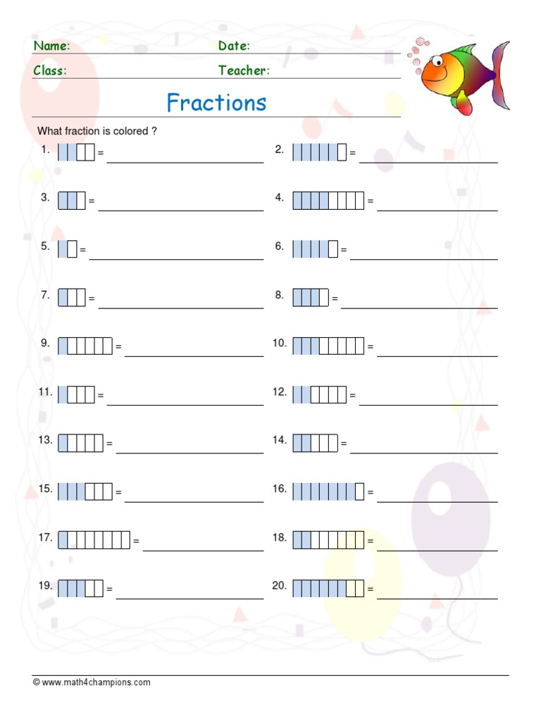 Fraction Coloring Worksheet 2 | PDF