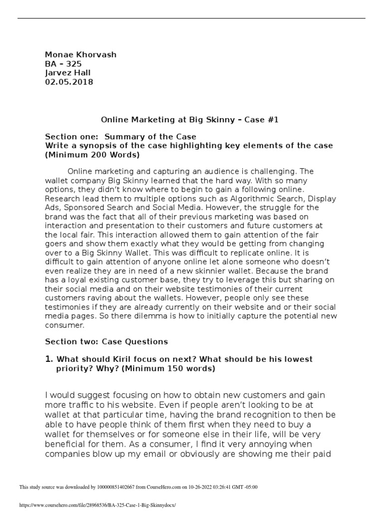 Online Marketing Case Study | PDF | Social Media | Popular Culture & Media Studies