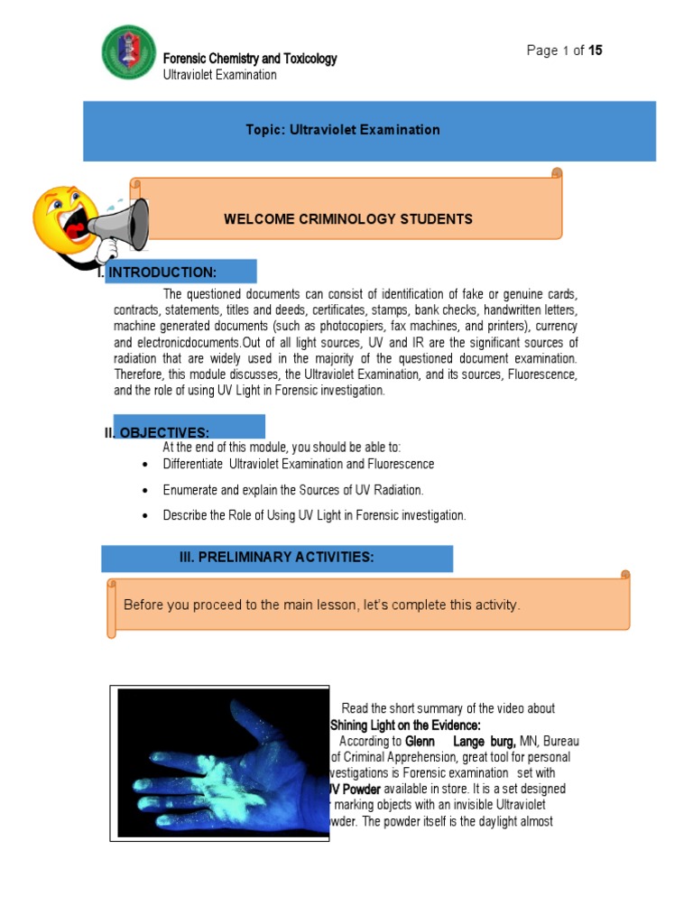 Forensic 3 Module 16 | PDF | Ultraviolet | Electromagnetic Radiation