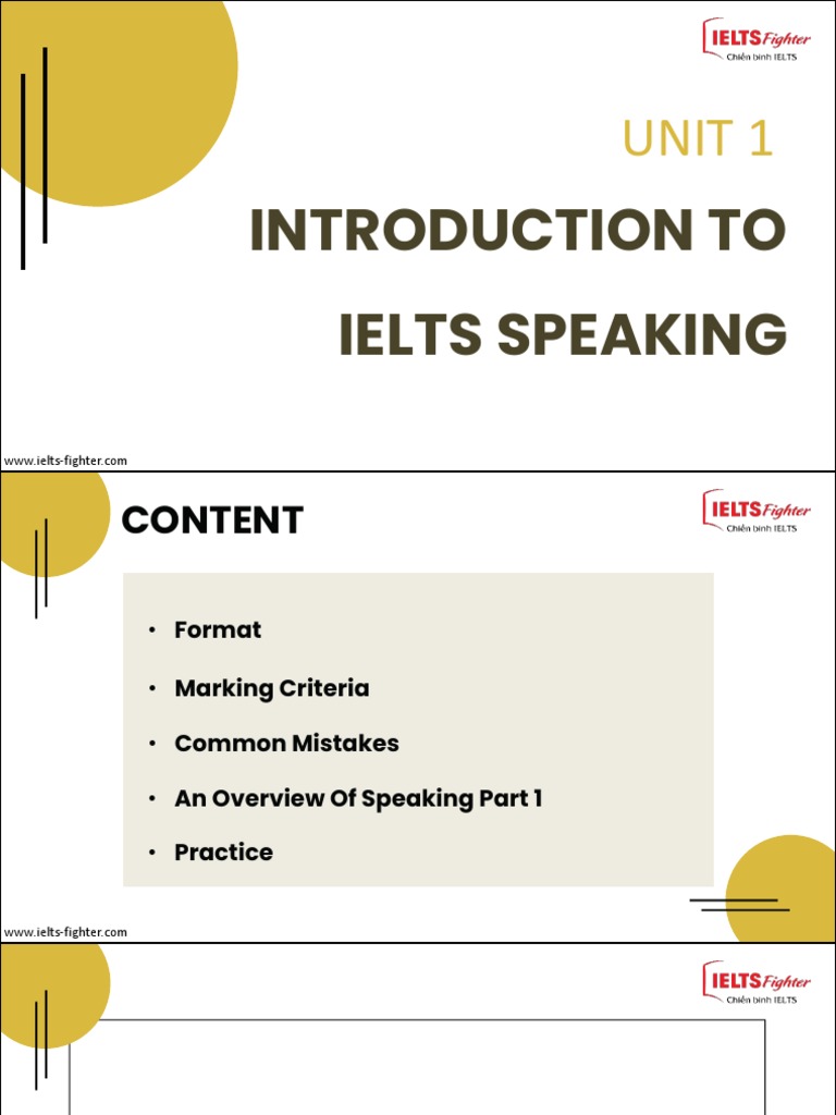 Speaking Unit 1 | PDF