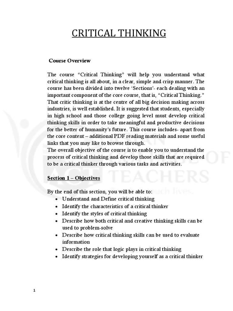 Understanding Critical Thinking Skills | PDF | Critical Thinking | Thought