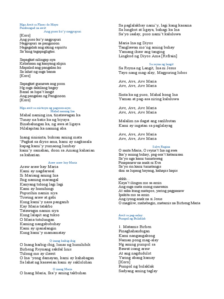 Mga Awit Sa Flores de Mayo | PDF