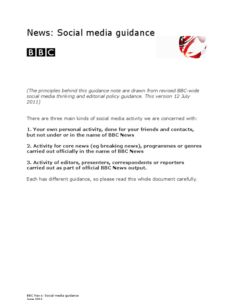 BBC News Social Media Guidelines | PDF | Twitter | Bbc