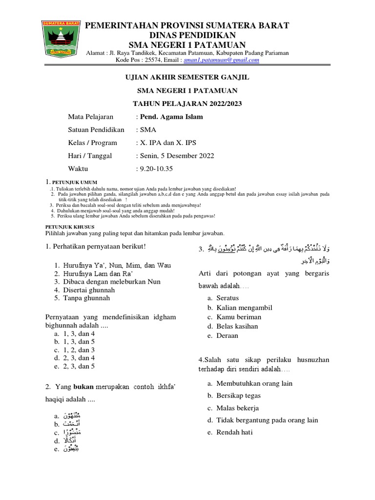 Soal UAS SMTR.1 KLS X FIX | PDF