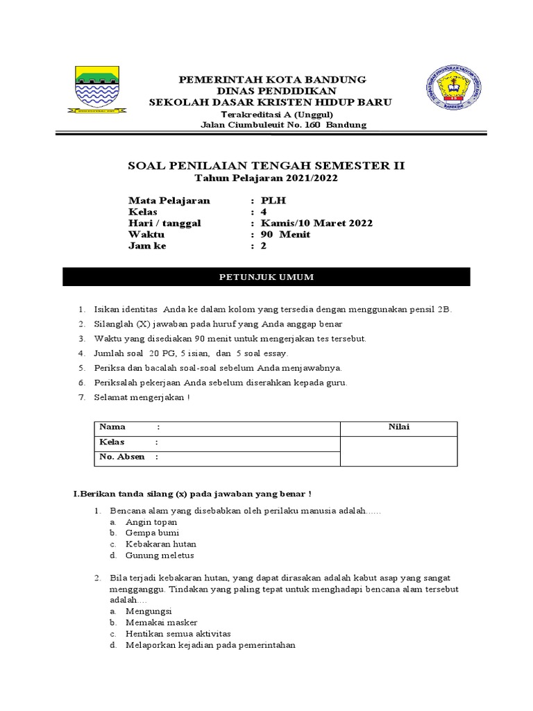 Soal PTS PLH | PDF